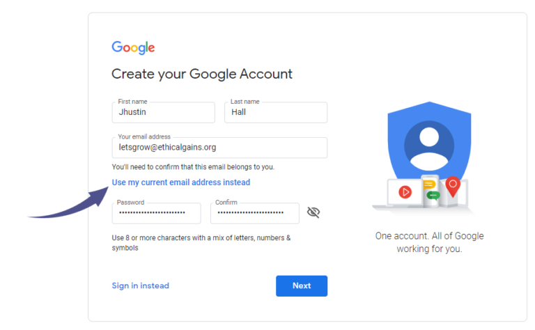 Setting Up a Google Account with an Existing Email - Ethical Gains